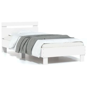 vidaXL Bettgestell mit Kopfteil Wei&szlig; 90x200 cm Holzwerkstoff Vidaxl