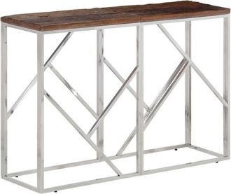 vidaXL Konsolentisch Silbern Edelstahl und Massive Holzschwellen Vidaxl