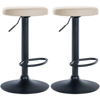 Clp Lot de 2 tabourets de bar Ponte en similicuir Cr&egrave;me M&eacute;tal noir mat