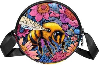 Generic Petit sac &agrave; bandouli&egrave;re rond pour femme, sac &agrave; bandouli&egrave;re r&eacute;glable avec fermeture &eacute;clair, sac &agrave; main rond d&eacute;contract&eacute; pour femmes et filles