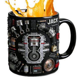 Generico Keramiktassen, realistisches Motordesign | Keramiktasse mit rutschfestem Griff | Geschenk f&uuml;r M&auml;nner, Ehemann, Freund und Autoliebhaber zu Weihnachten
