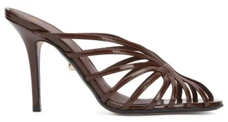 Alev&igrave; Womens Heeled Sandals Diana 95 Cacao Calfskin