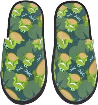 Generic Pantoufles De Voyage Grenouille Mignonne Libellule Feuilles Vertes Cozy Hiver Pantoufles Doux Chaussons DInt&eacute;rieur Pour Automne Voyage Camping M
