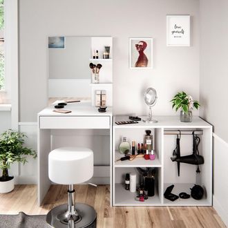 Vicco Anstellschrank Isabelle, Kommodenschrank, Weiß, 80 x 65 cm