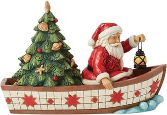 Enesco Heartwood Creek by Jim Shore Santa In Boat with Tree Figurine