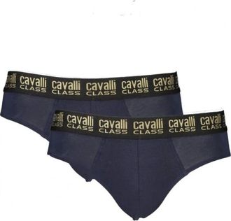 Cavalli Homme, Sous-v&ecirc;tements, Bleu, Taille: XL Slips Bi-Pack en Coton Stretch