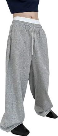 Generic Pantalon de jogging d&eacute;contract&eacute; ample de couleur unie pour homme, pantalon de surv&ecirc;tement tendance pour homme, pantalon cargo &agrave; taille &eacute;lastique, pant
