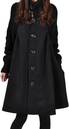 Generic Manteau dhiver long pour femme, manteau crois&eacute; mi long, caban, v&ecirc;tements dext&eacute;rieur, manteaux dhiver
