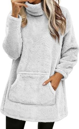 Generic Hauts dhiver pour femmes, sweatshirts britanniques pour femmes, couleur unie, haut surdimensionn&eacute;, col rond, manches longues, automne hiver, d&eacute;contrac