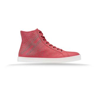 Hogan Hohe Leder-Sneakers mit Silbernen Metall-Details - - Shoes - Damen - Rosa - 40 EU
