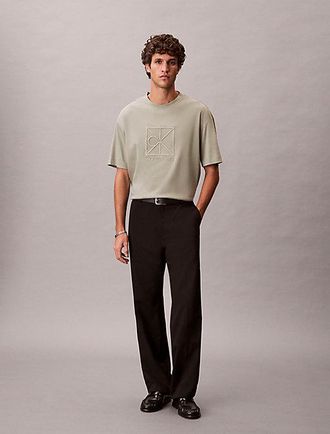 Calvin Klein L&auml;ssiges, Besticktes Logo-t-shirt - Antique White - Herren - XS