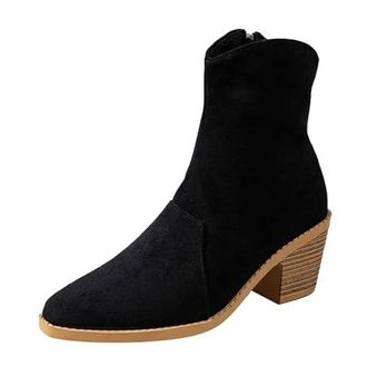 Generic Bottines &agrave; talon &eacute;pais pour femme - Confortables - &Eacute;l&eacute;gantes et polyvalentes - Fermeture &eacute;clair lat&eacute;rale - Style d&eacute;contract&eacute; - Pour le quotidien ou le