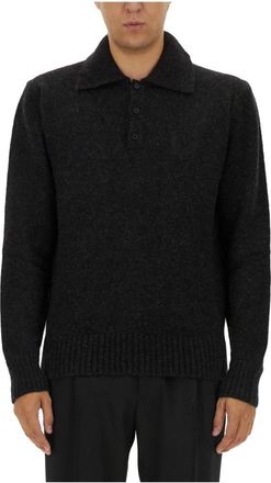 Dolce & Gabbana Homme, Pulls, Noir, Taille: L Polo Manica Lunga IN Maglia