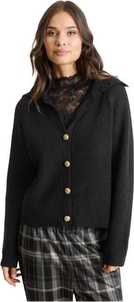 In Front IN Front, Femme, Pulls, Noir, Taille: 42 FR Cardigan en maille Brenda
