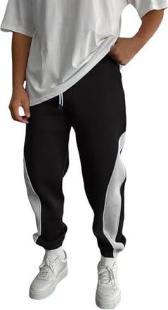 Generic Pantalon de surv&ecirc;tement respirant pour homme pour lentra&icirc;nement et les loisirs, taille &eacute;lastique, coupe ample, pantalon confortable, Noir, XL