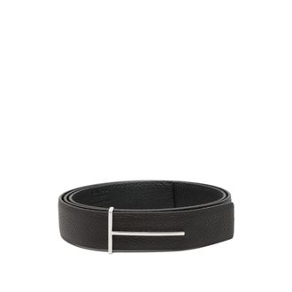 Tom Ford Homme, Accessoires, Brun, Taille: 95 CM Grain Leather Slim T Reversible Belt