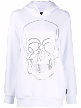 Philipp Plein Hoodie mit Totenkopf - Weiß