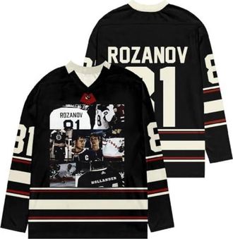 Generic Maillot de hockey avec imprim&eacute;s inspir&eacute;s de la rivalit&eacute; chauffante - Pull unisexe &agrave; col en V &agrave; manches longues, style fan de sport streetwear pour les