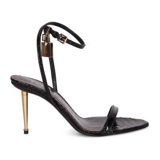Tom Ford Femme, Chaussures, Noir, Taille: 37 1/2 EU Printed Python Padlock Sandal