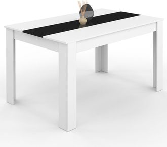 IDMarket Rechteckiger Esstisch Georgia 6 Personen wei&szlig; und schwarz 140 x 90 cm