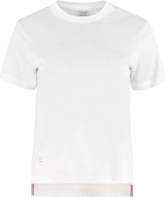 Thom Browne Femme, Tops, Blanc, Taille: 34 FR Classic Cotton T-Shirt