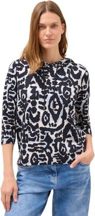 Cecil 3227485 T-Shirt à Capuche à Motifs, Urban Dark Blue, L Femmes