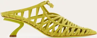 Ferragamo Damen Mule mit skulpturalem S-Absatz Gelb Gr&ouml;&szlig;e 36.5