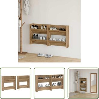 vidaXL Holzschrank - Schuhschrank 2 pcs Artisan-Eiche 60 x 18 x 60 cm Holzwerkstoff