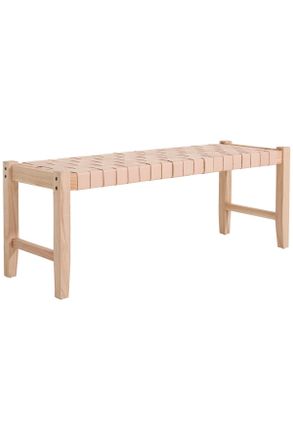 Livetastic Sitzbank, Natur, Holz, Leder, Echtleder, Rindleder, Mindiholz, massiv, 120x45x40 cm, Esszimmer, B&auml;nke, Sitzb&auml;nke