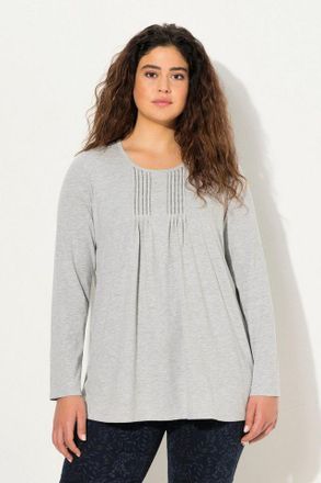 Ulla Popken T-Shirt Shirt Falten Perlen A-Linie Langarm