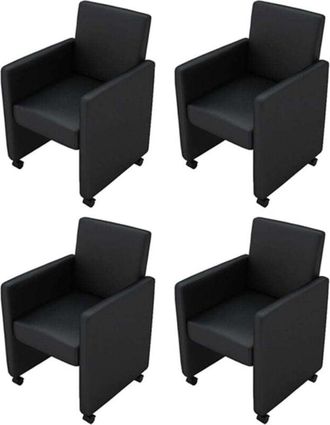 vidaXL Vidaxl - Chaises à manger lot de 4 noir similicuir
