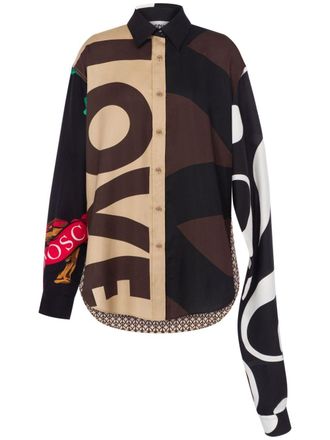 Moschino t-shirt colour block &agrave; design asym&eacute;trique - Marron