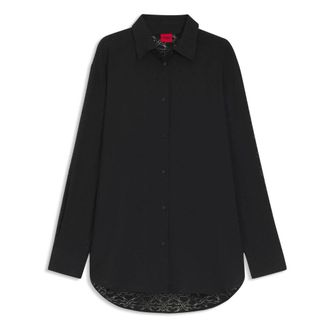 HUGO BOSS Bluse mit Burnout-Effektmuster - - Blouses & Shirts - Damen - Schwarzk - XS