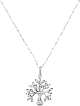 Luxenter 925er Sterlingsilber und rhodinierte, gl&auml;nzende Zirkonia-Halskette
