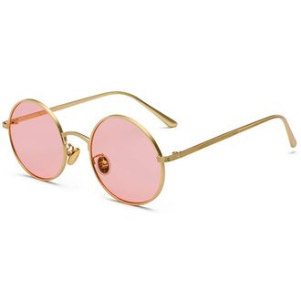 Inlefen Sonnenbrille M&auml;nner Frauen Runde Retro Vintage Kreis Stil Sonnenbrille Farbige Metallrahmen Brillen Gold rosa