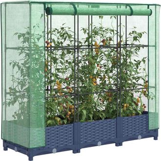 vidaXL Vidaxl - Jardini&egrave;re sur&eacute;lev&eacute;e avec housse aspect rotin 120x40x123 cm