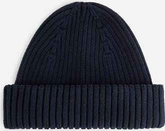 Arket Gerippte Baumwoll-Beanie -Blau