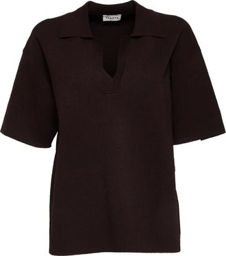 P.A.R.O.S.H. P.a.r.o.s.h., Femme, Pulls, Brun, Taille: 38 FR Maglia colletto Scollo a V Mezza manica cucitura a fondo spalla Vestibilit&agrave; over