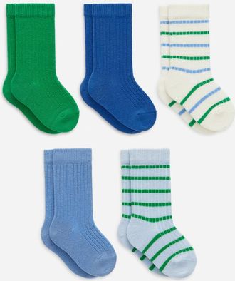 Arket 5 Paar Rippstricksocken F&uuml;r Babys -Blau