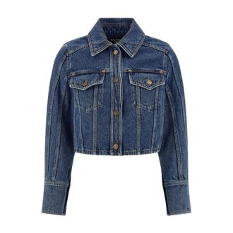 Balmain Cropped Jeansjacke im Used-Look - - Jackets - Damen - Blau - XS