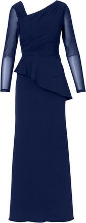 Adrianna Papell Abendkleid Knit Crepe Combo Mesh Gown Asymmetrisches Kleid mit Ausschnitt und Sch&ouml;&szlig;chen