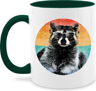 Shirtracer Tasse Tassen 325ml - Statement - Cooler Waschbär Raccoon - 325 ml - Dunkelgrün - kaffetassen sprüche statements retro teetasse statement-tasse frohes 