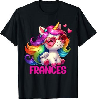 BDAZ Frances Personalisierter Name Buntes Einhorn Frauen M&auml;dchen T-Shirt