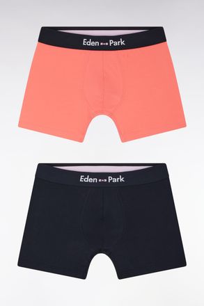 Eden Park Lot De Deux Boxers En Jersey De Coton Stretch Marine Et Corail