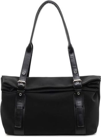 Generic Sac &agrave; bandouli&egrave;re polyvalent avec poign&eacute;e sur le dessus, couleur unie, pliable, pour femme, voyage, trajet quotidien, Noir, 15.75*11.42*4.33Zoll