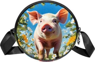 Generic Sac &agrave; bandouli&egrave;re rond pour femme, petit sac &agrave; bandouli&egrave;re avec fermeture &eacute;clair, bretelles r&eacute;glables, style d&eacute;contract&eacute;, pour femmes et filles