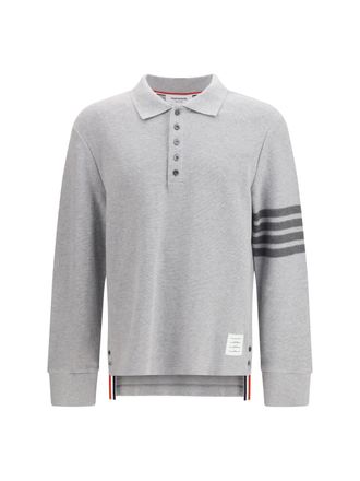 Thom Browne Mens Polo Shirt Piqu&eacute; Pale Grey Cotton T-shirts And Polos