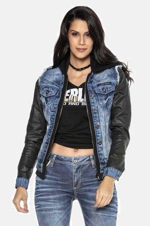 Cipo & Baxx Jeansjacke Jacke Mit durchgehendem Rei&szlig;verschluss, WJ184