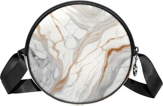 Generic Sac &agrave; bandouli&egrave;re rond rond pour femme, motif marbre, avec fermeture &eacute;clair, bretelles r&eacute;glables, style d&eacute;contract&eacute;