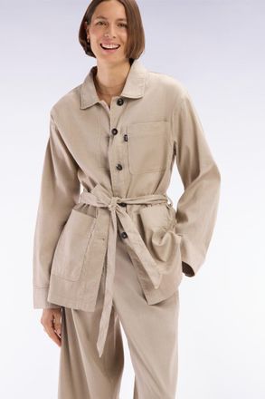 Eden Park Surchemise Ceintur&eacute;e En Lin Et Coton Stretch Beige Coupe Oversized